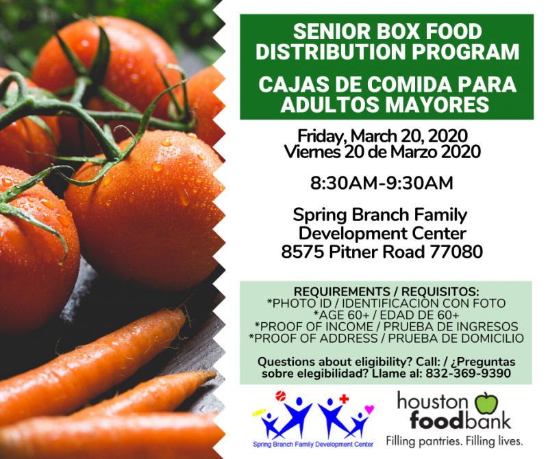 Senior Box Food Distribution: Friday, March 20 – SBFDC